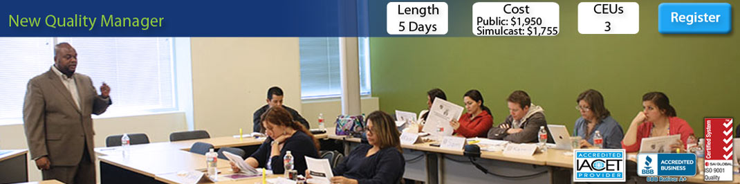 ISO 9001Group | New Quality Manager Training Course
