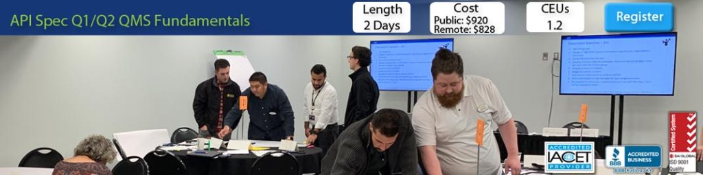 ISO 9001Group | API Spec Q1/Q2 QMS Fundamentals Training Course